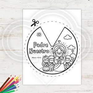 The Lord's Prayer Coloring Wheel IN SPANISH | Printable Bible Activity ...