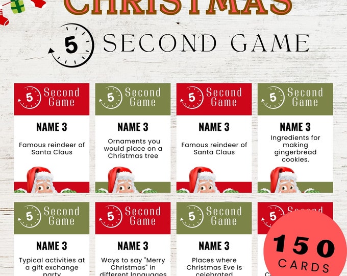 Christmas 5 Second Game | Printable Christmas Game | Christmas Activity ...