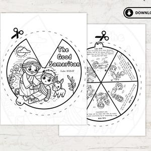 The Good Samaritan Coloring Wheel, Coloring Wheel, Printable Bible ...