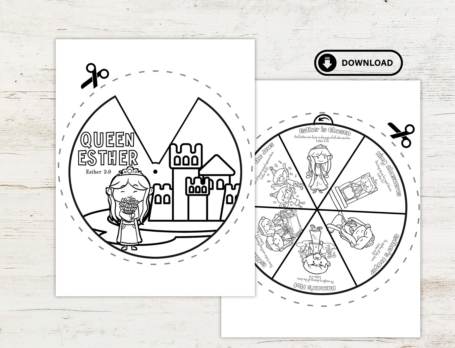 Queen Esther Coloring Wheel, Queen Esther Story Coloring Wheel ...