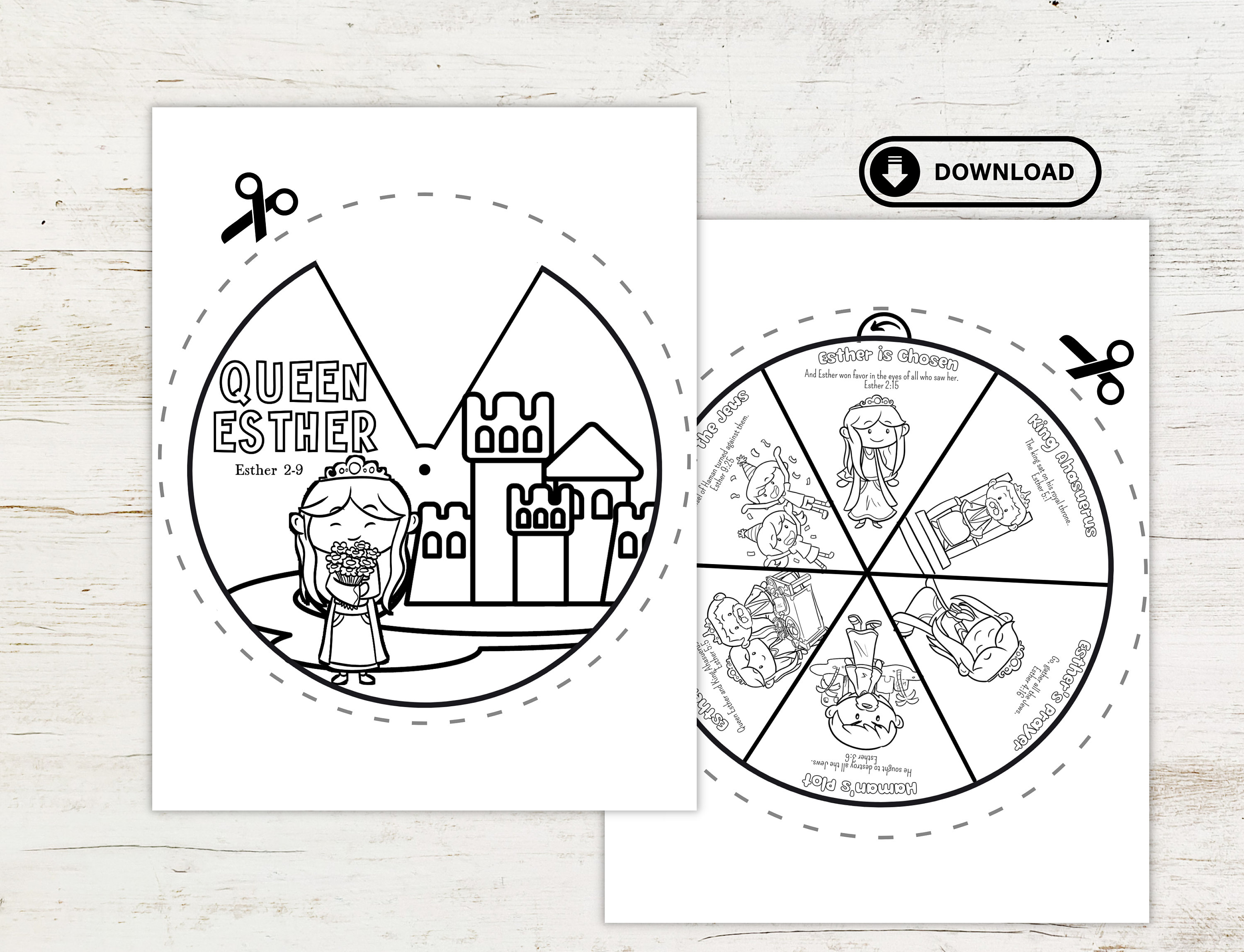 Queen Esther Coloring Wheel, Queen Esther Story Coloring Wheel ...