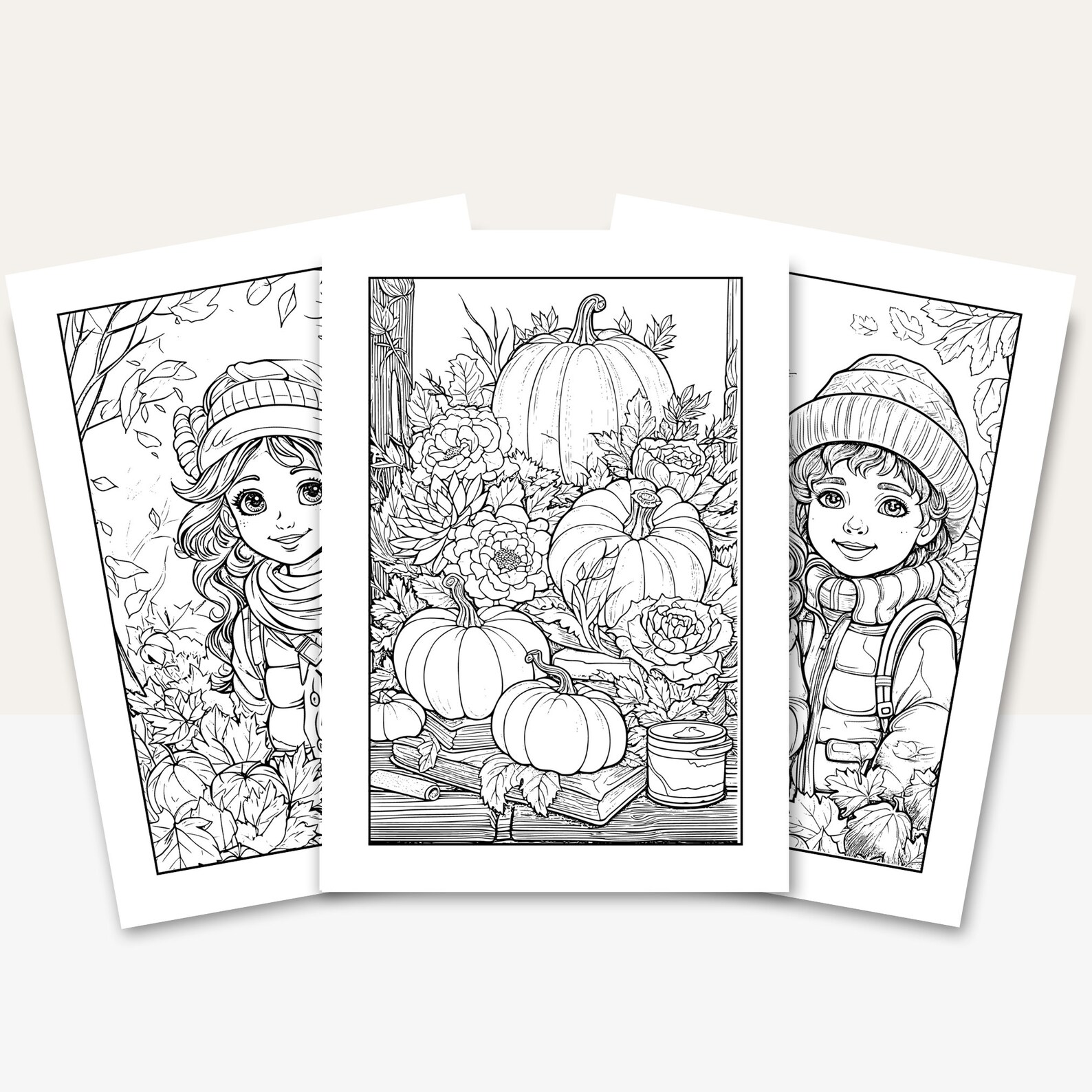 100 Autumn Coloring Pages for Kids Fall Coloring Pages Fall - Etsy