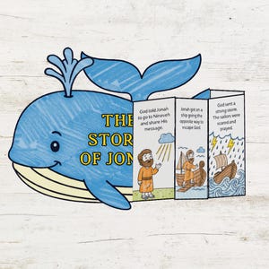 Jonah and the Whale Craft, Bible Story Activity for Kids, Sunday School ...