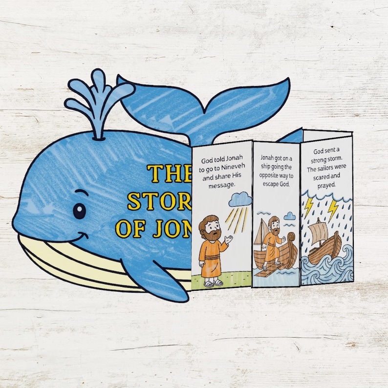 Jonah and the Whale Craft, Bible Story Activity for Kids, Sunday School ...
