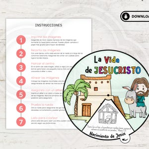 The Life of Jesus Christ Coloring Wheel IN SPANISH | Bible Story Wheel ...