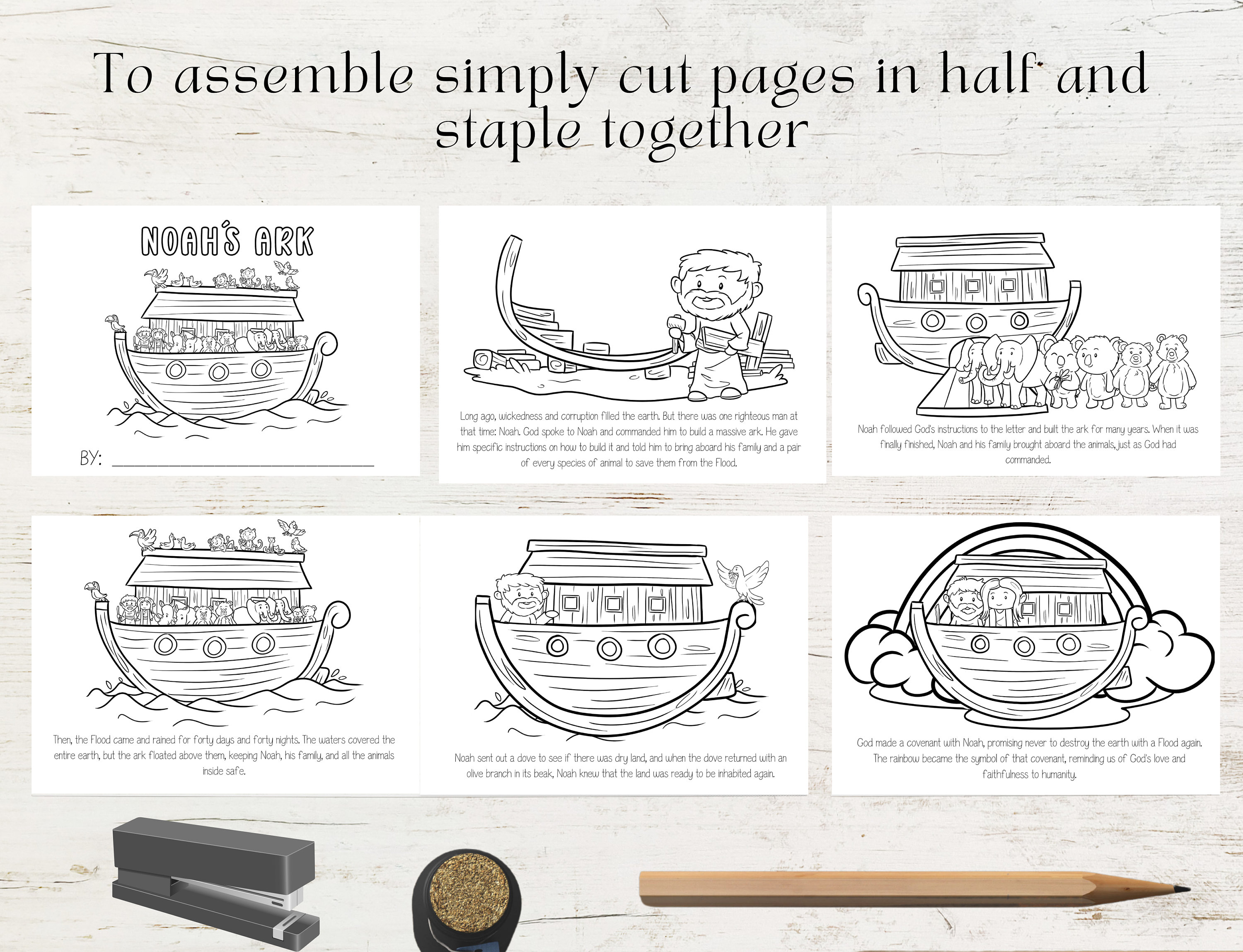 Noah Ark Printable for Kids, Printable Mini Book, Noah Ark Story, Kids ...