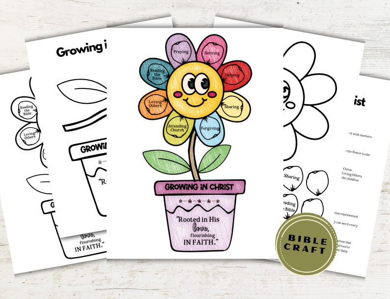 Growing in Christ Craft Activity for Kids, Bible Printable Activity ...