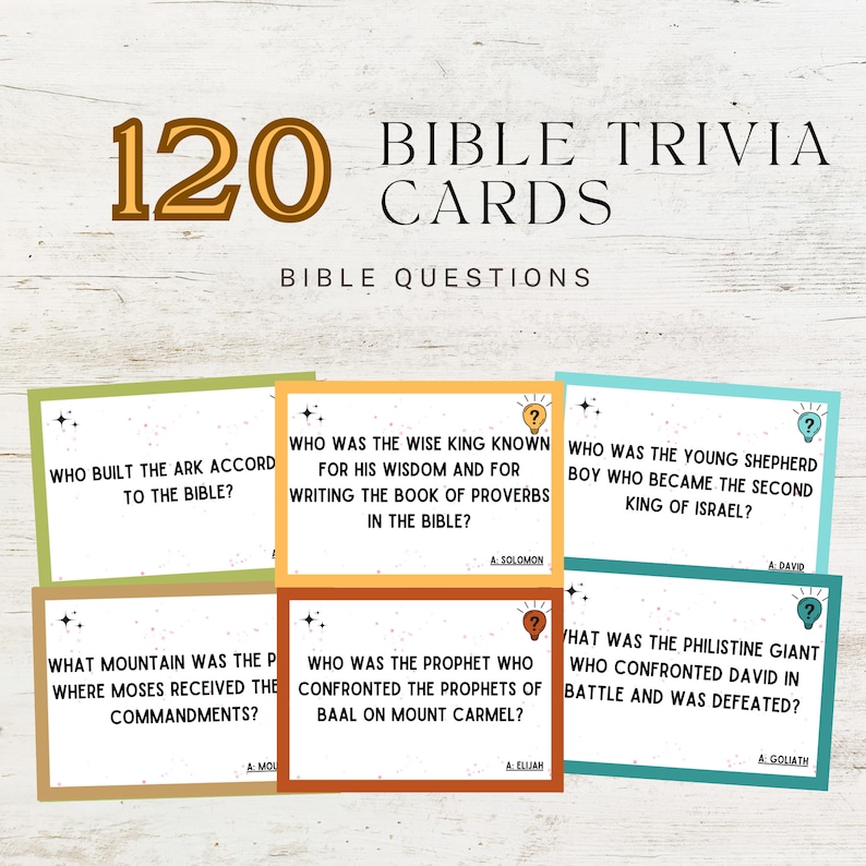 120 Bible Trivia Cards Bible Trivia Questions Printable Bible Trivia ...