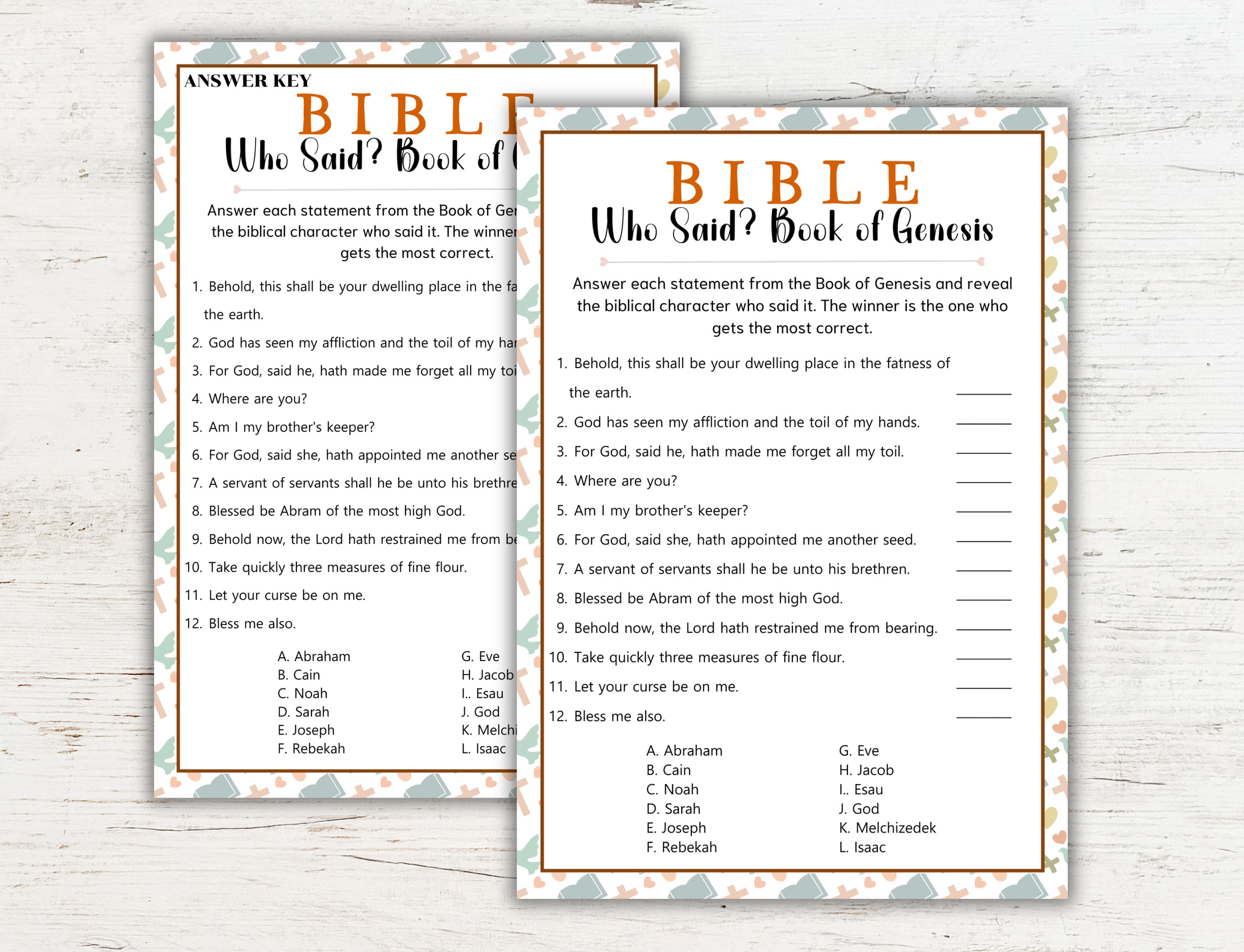 Bible Games, Who Said Book of Genesis Game | Bible Games for Kids ...