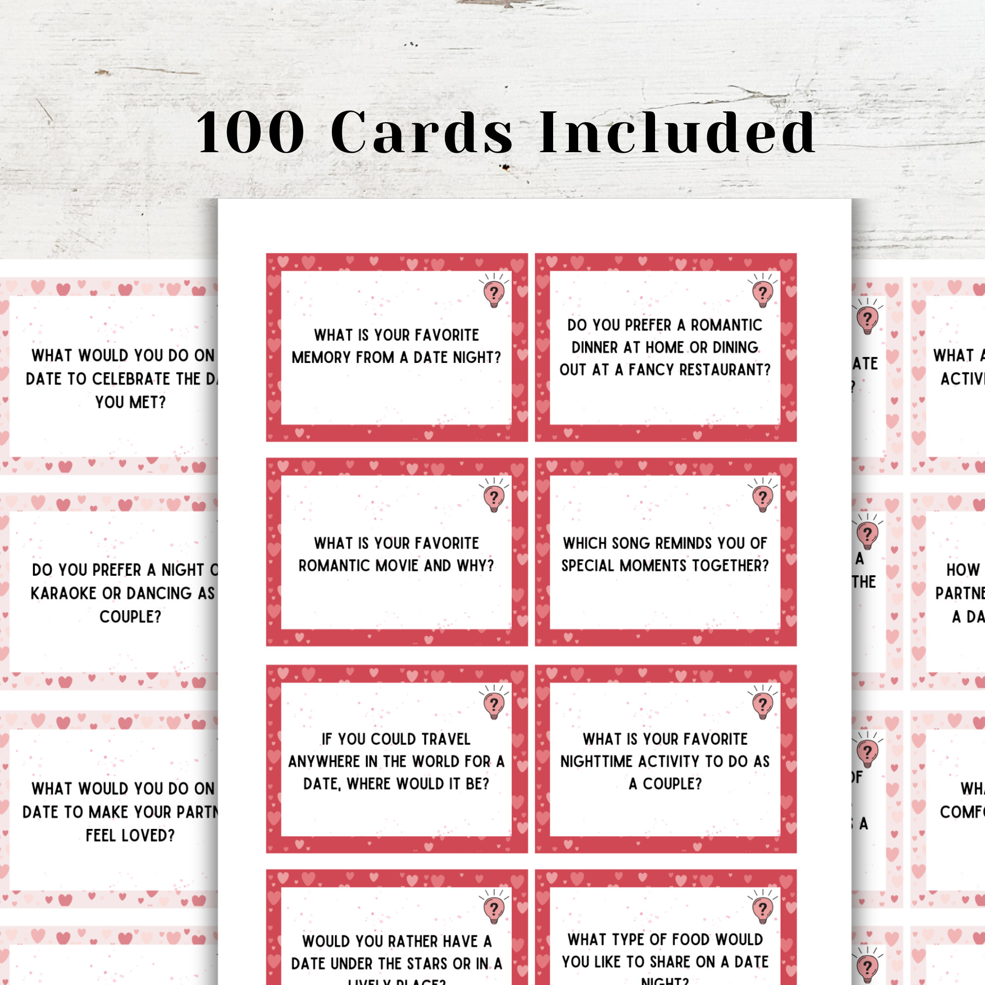 100 Date Night Questions Questions for Couples Date Night Game Games ...