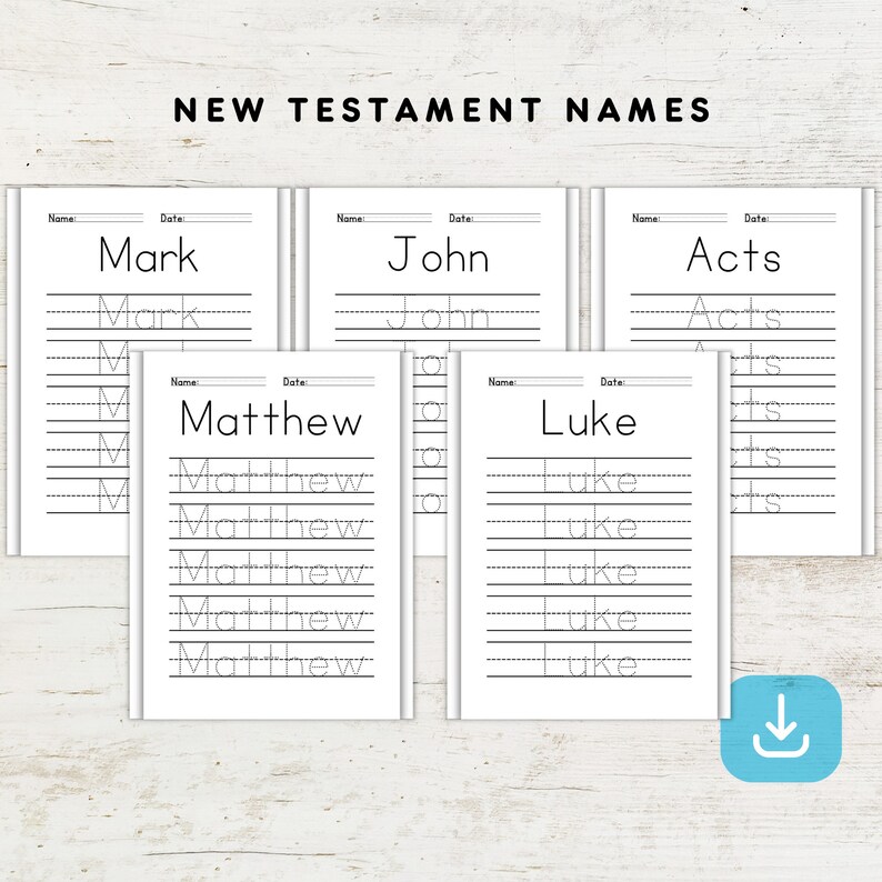 Names Tracing Sheet Handwriting | Practice Biblical Book Names Tracing ...