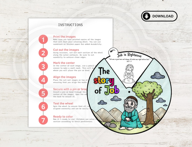 The Story of Job Coloring Wheel | Bible Story Activity for Kids ...
