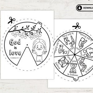 God is Love Coloring Wheel | Bible Story Wheel | 1 Corinthians 13 ...