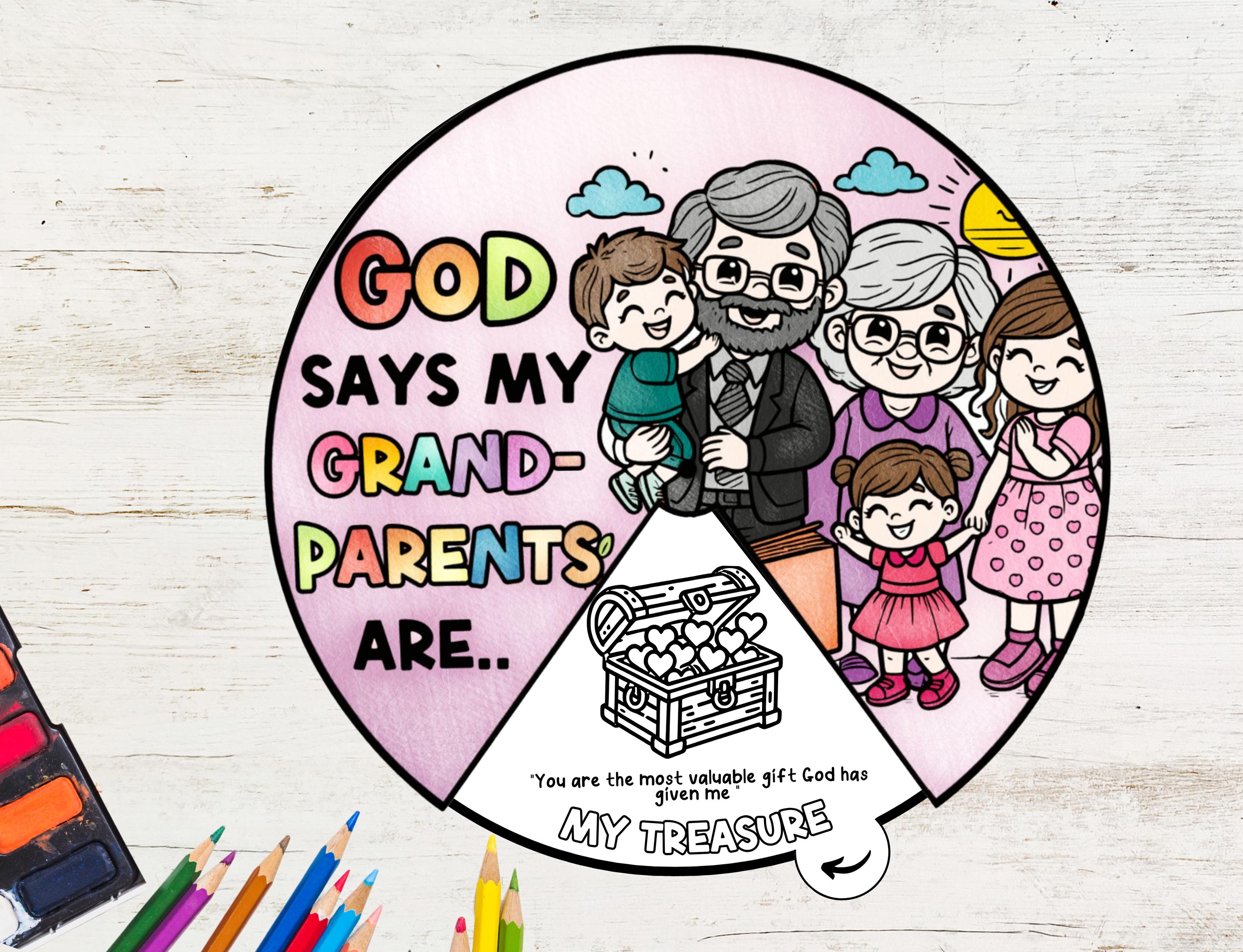 God Says My Grandparents Are Coloring Wheel, Grandparents Day Coloring ...