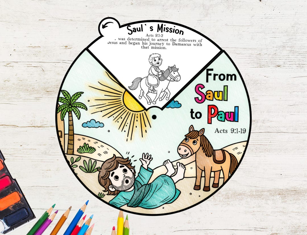 From Saul to Paul Coloring Wheel, Bible Story Activity for Kids ...