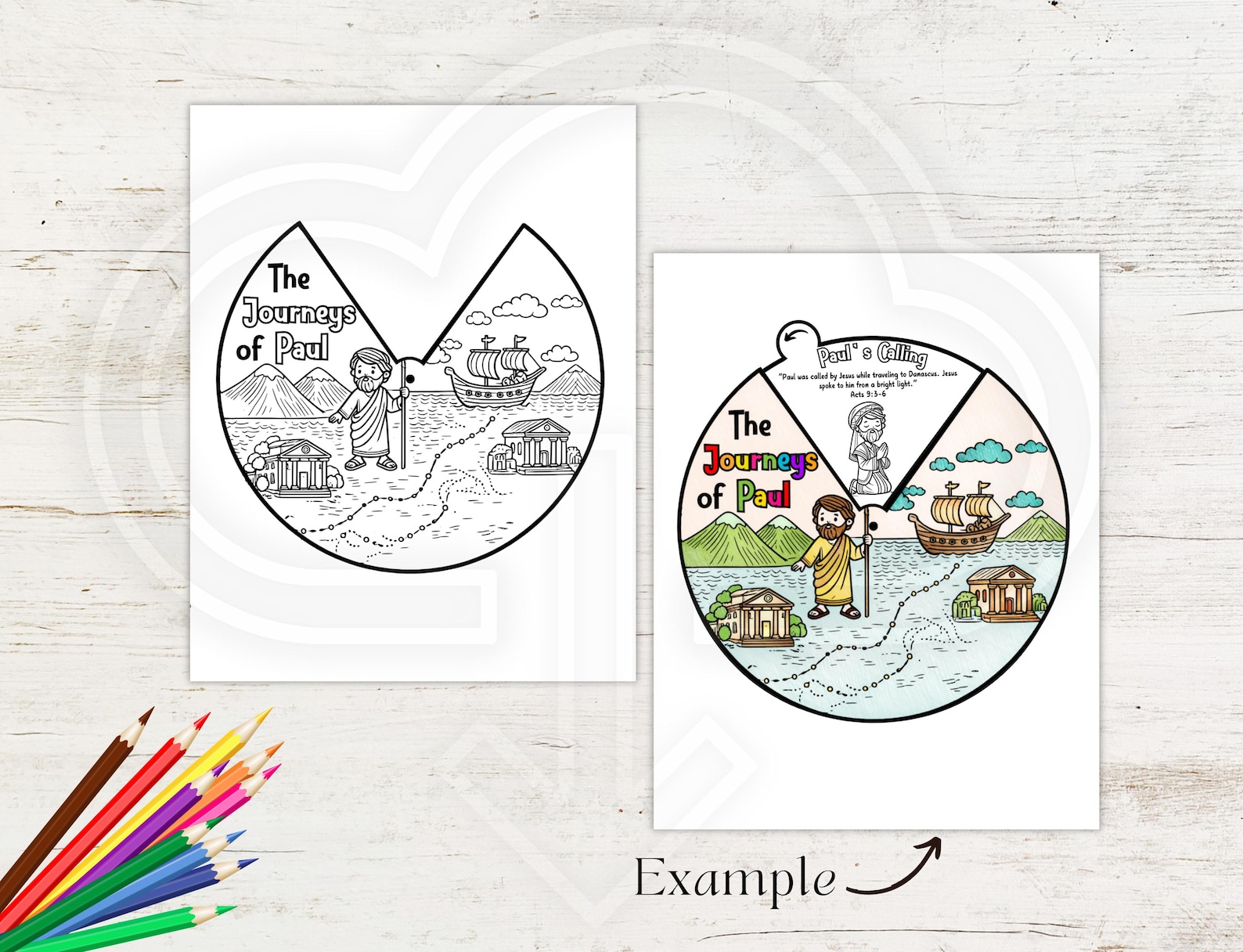 The Journeys of Paul Coloring Wheel Bible Story Activity for Kids ...