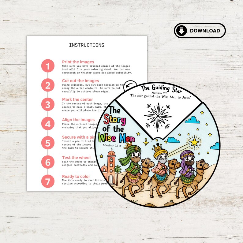 The Story of the Wise Men Coloring Wheel Christian Craft for Kids ...