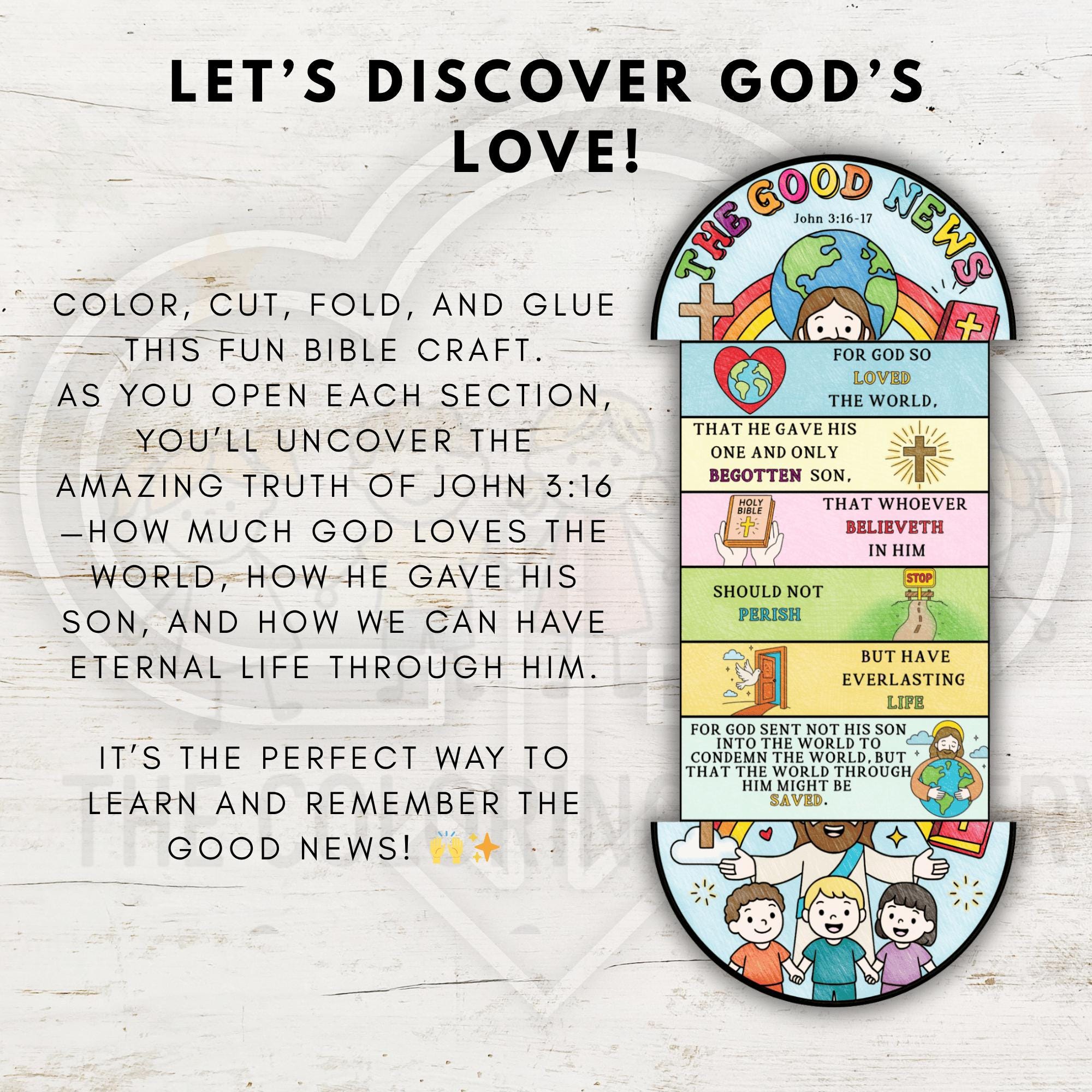 John 3:16 Bible Craft for Kids | the Good News Folding Surprise ...