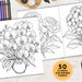 50 Coloring Pages | Coloring Book | Botanical Flower Drawings ...