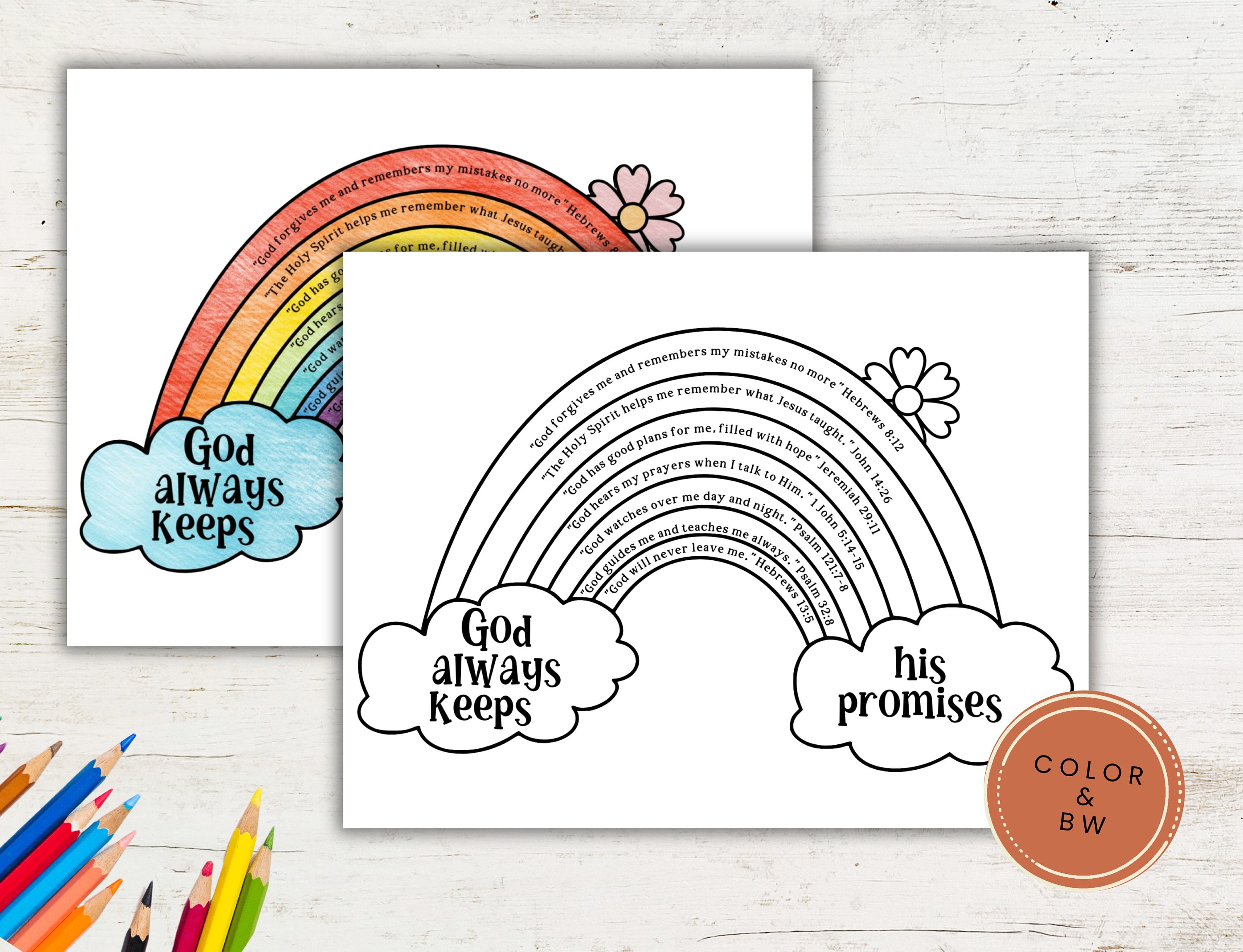 God's Promises Rainbow Craft Sunday School Lesson Kids Printable Bible ...