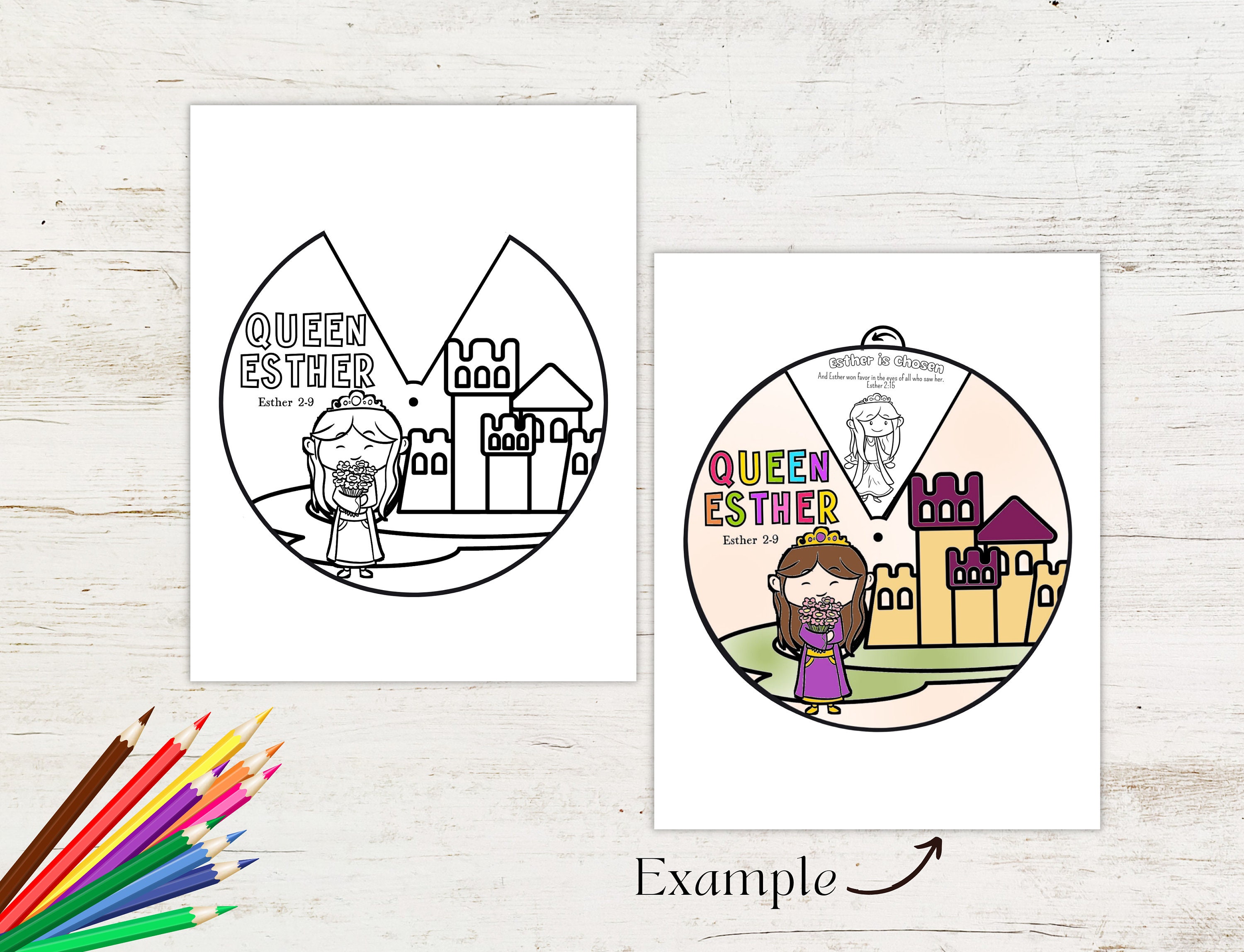 Queen Esther Coloring Wheel, Queen Esther Story Coloring Wheel ...