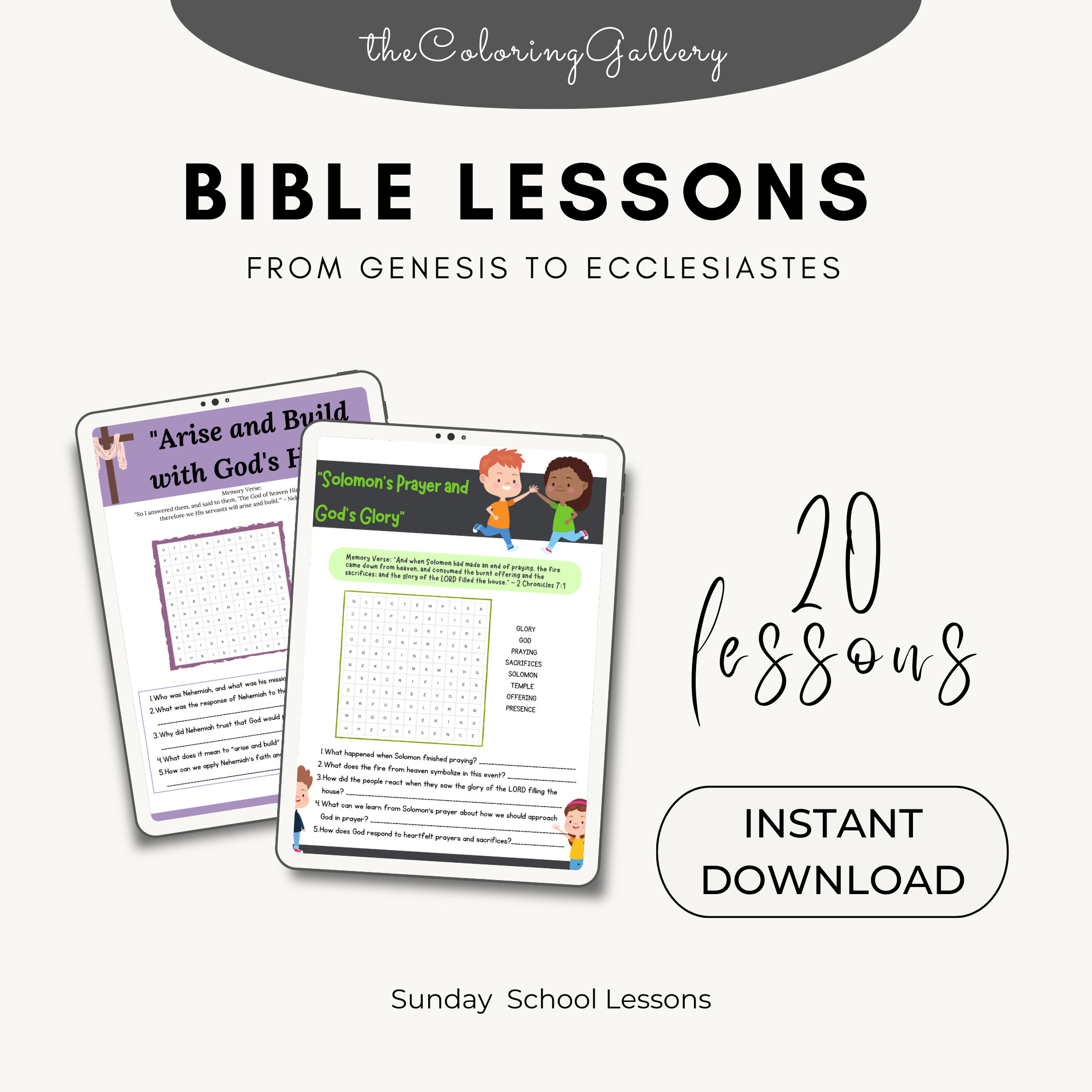 20 Bible Lessons, Word Search Puzzles and Questions to Learn More About ...