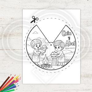 Cain and Abel Coloring Wheel IN SPANISH | Bible Story Activity for Kids ...