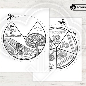 The Story of Zacchaeus Coloring Wheel, Bible Story Activity for Kids ...