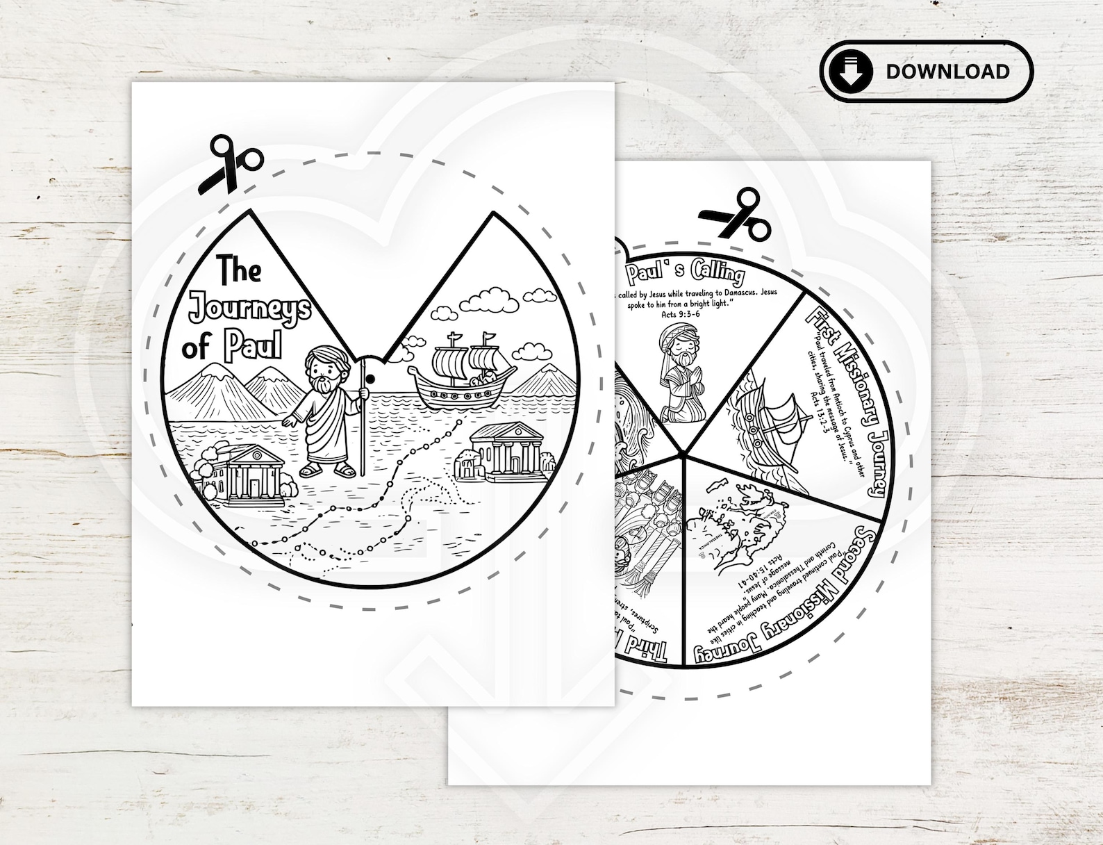 The Journeys of Paul Coloring Wheel | Bible Story Activity for Kids ...