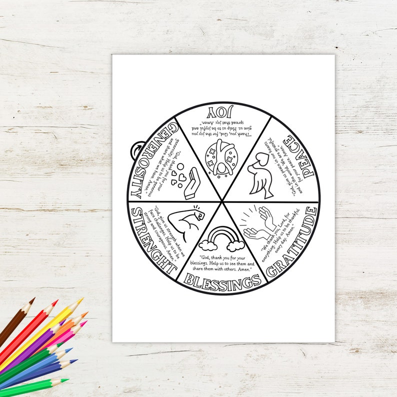 Prayers for Kids Coloring Wheel Bible Activity Sunday School, Coloring ...