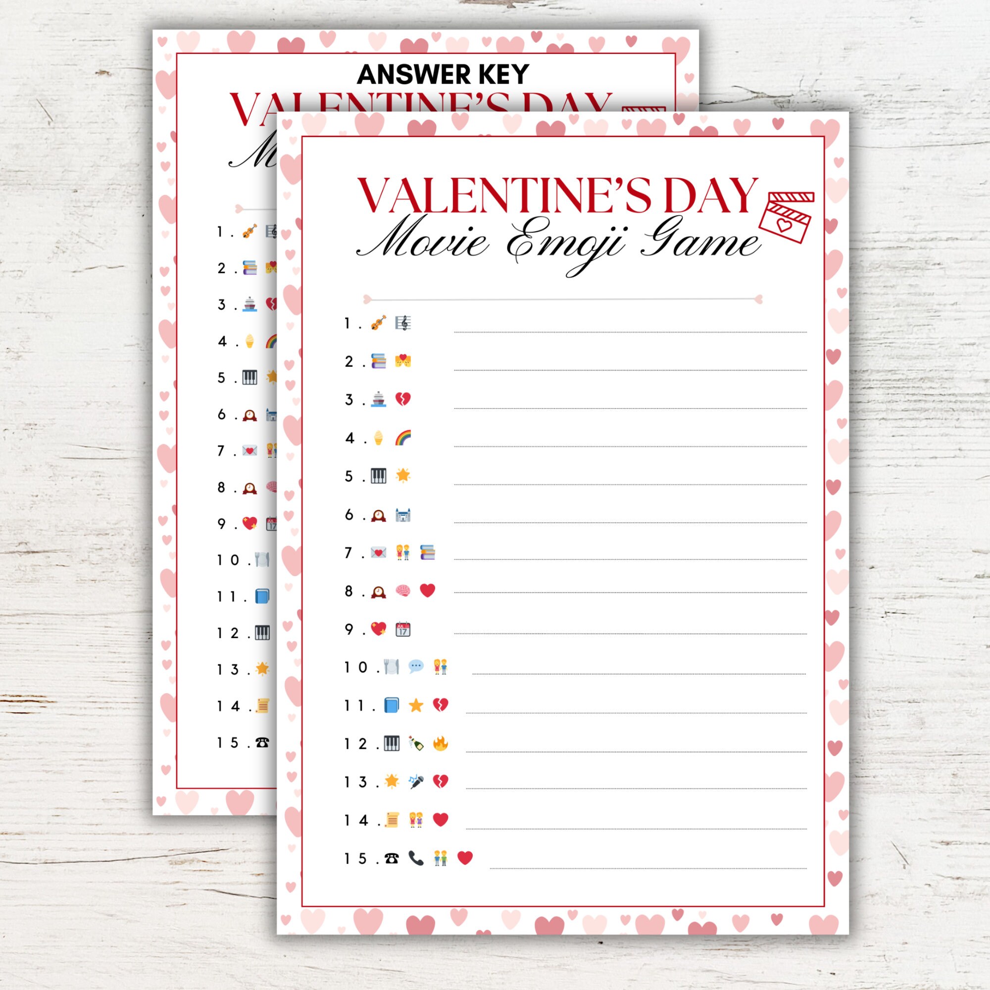 Valentines Day Movie Emoji Game Valentines Day Party Game Valentines ...