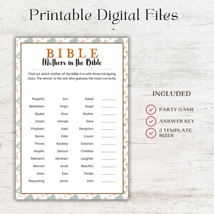 Bible Games, Mothers in the Bible Game | Bible Games for Kids, Bible ...