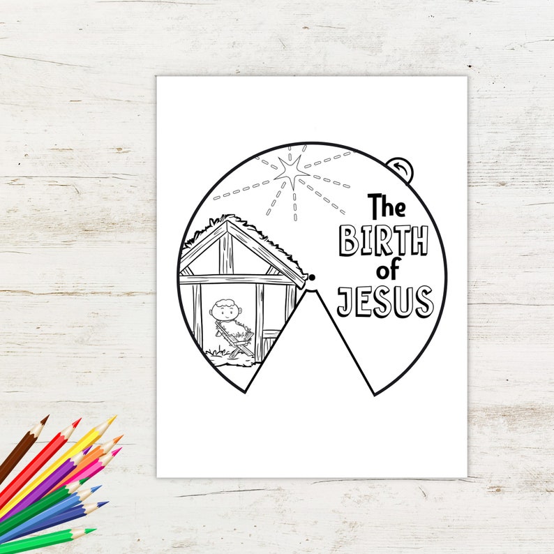 Birth of Jesus Coloring Wheel Bible Story Activities Printable Nativity ...