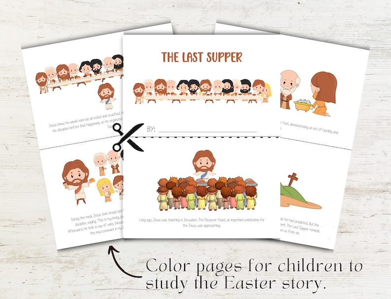 Last Supper Printable for Kids, Printable Mini Book, Story of Easter ...