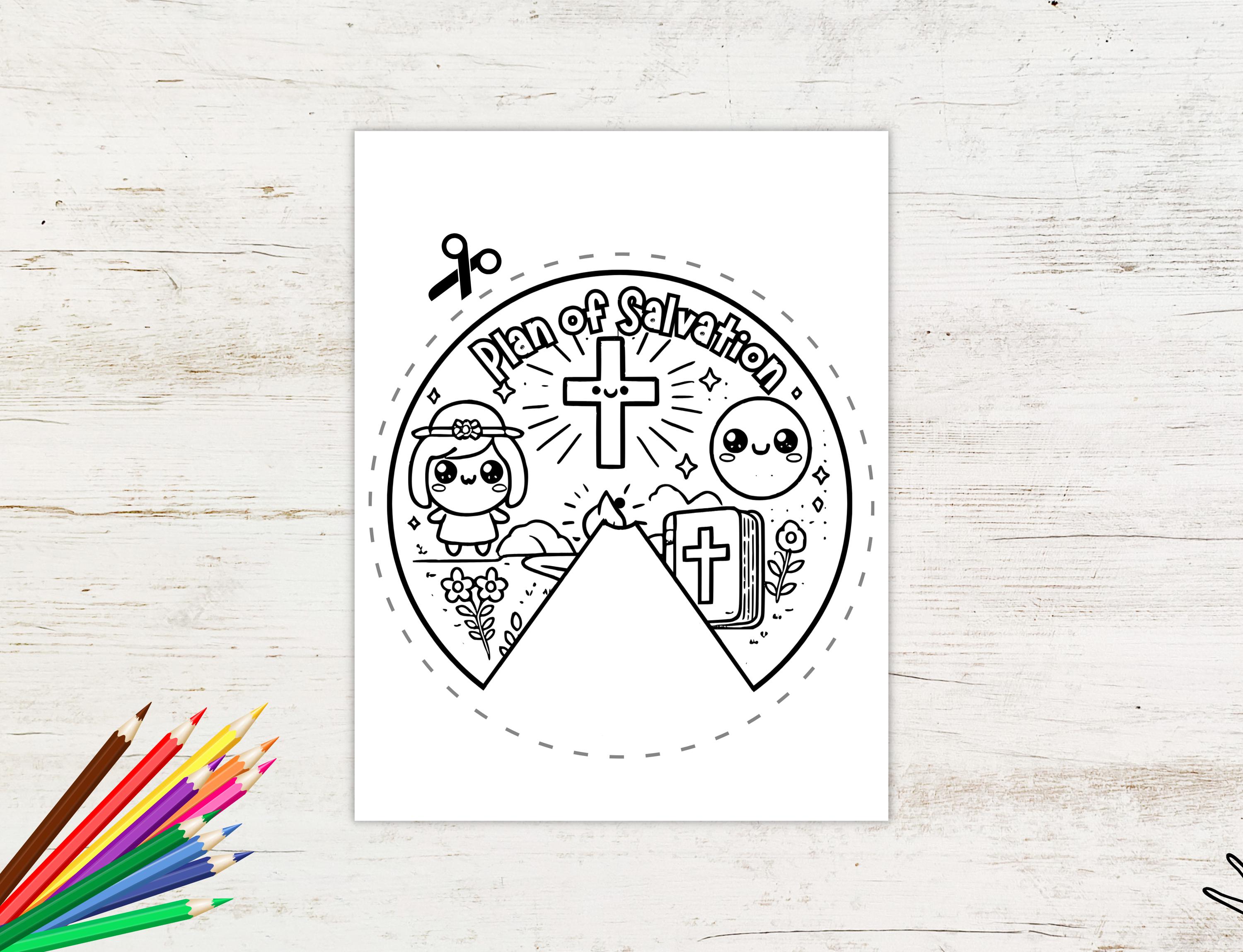 Plan of Salvation Coloring Wheel, Jesus Coloring Wheel, Printable Bible ...