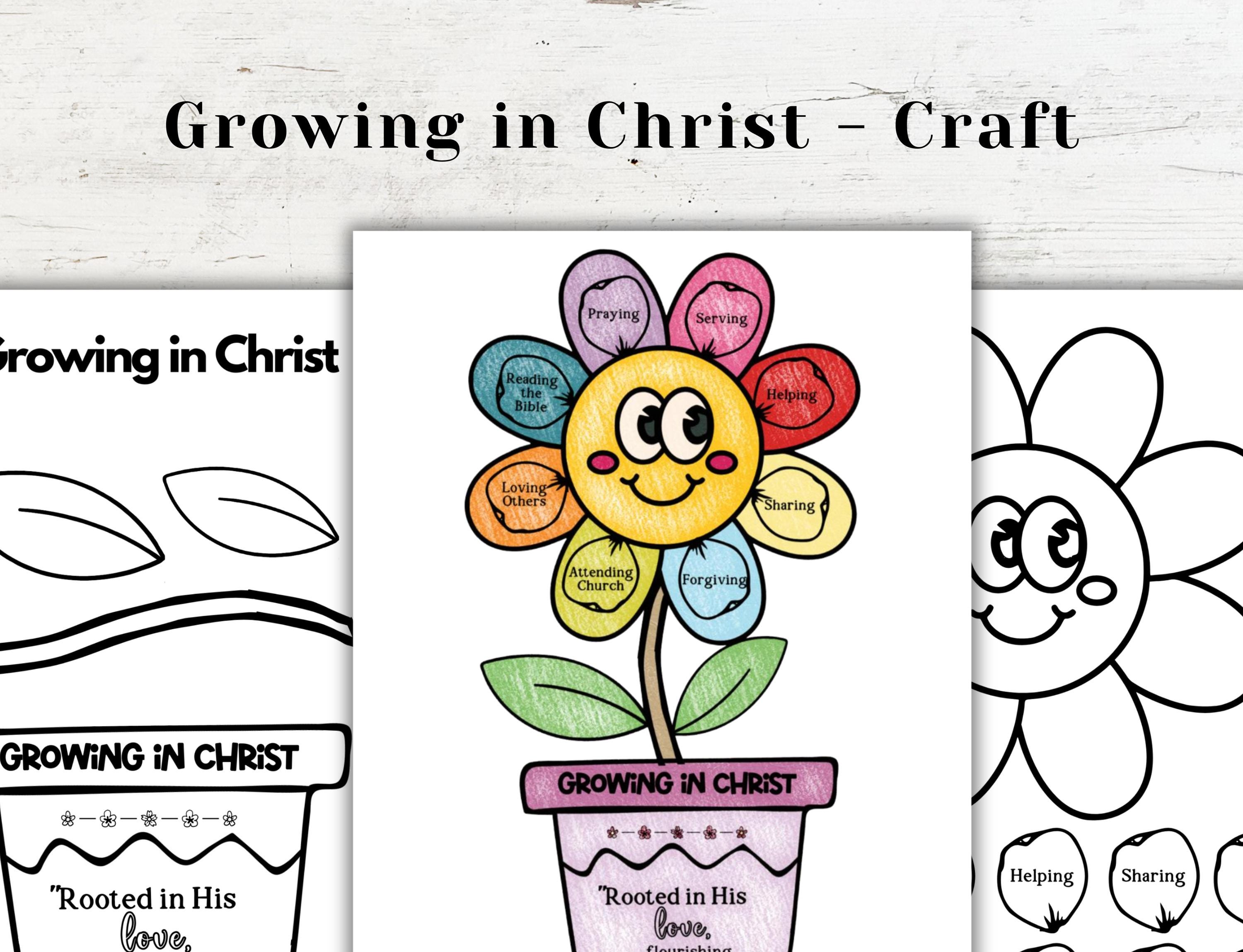 Growing in Christ Craft Activity for Kids, Bible Printable Activity ...