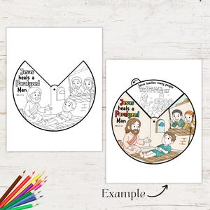 Jesus Heals a Paralyzed Man - Coloring Wheel | Bible Story Activity for ...