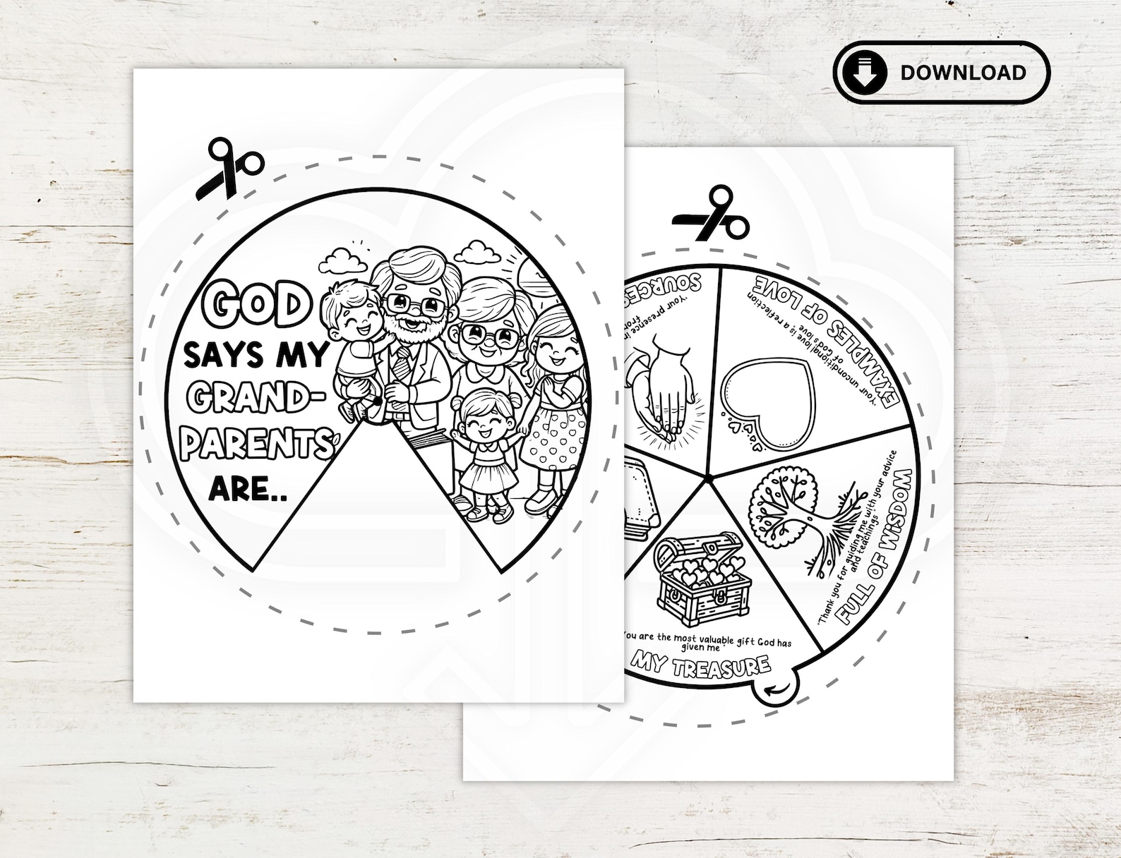 God Says My Grandparents Are - Coloring Wheel, Grandparents Day ...