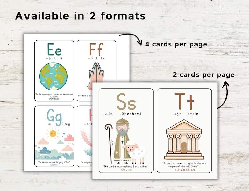 ABC Bible Scripture Flash Cards Christian Alphabet Card Set Kids Bible ...