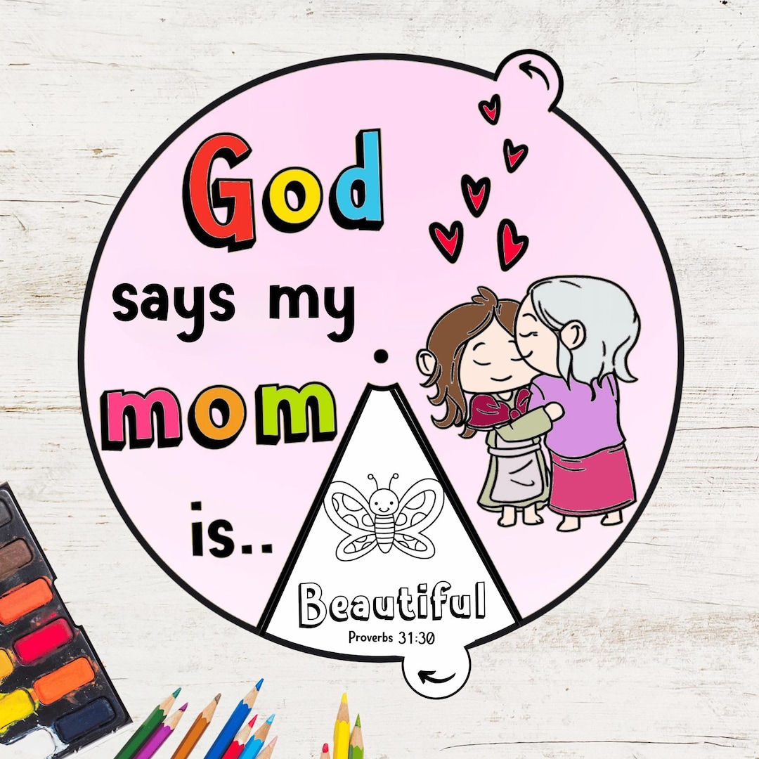 God Says My Mom is Coloring Wheel, Mothers Day Coloring Wheel ...