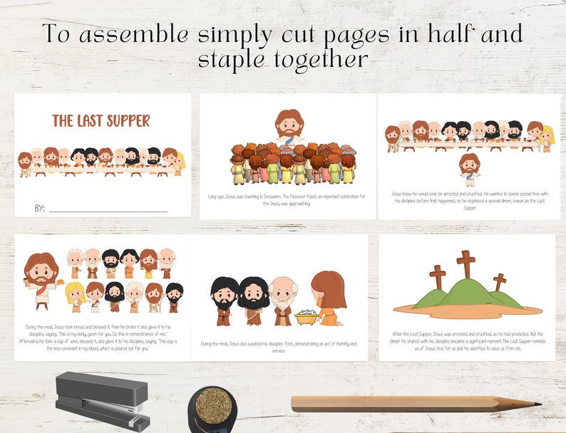 Last Supper Printable for Kids, Printable Mini Book, Story of Easter ...