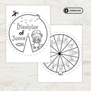 Disciples of Jesus Coloring Wheel, Jesus Coloring Wheel, Printable ...