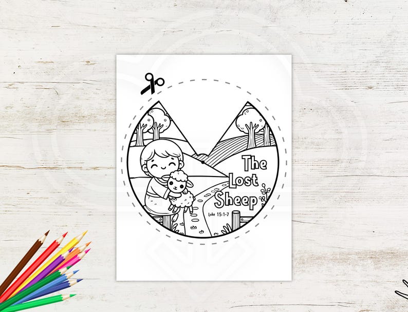 The Lost Sheep Coloring Wheel, Coloring Wheel, Printable Bible Activity ...