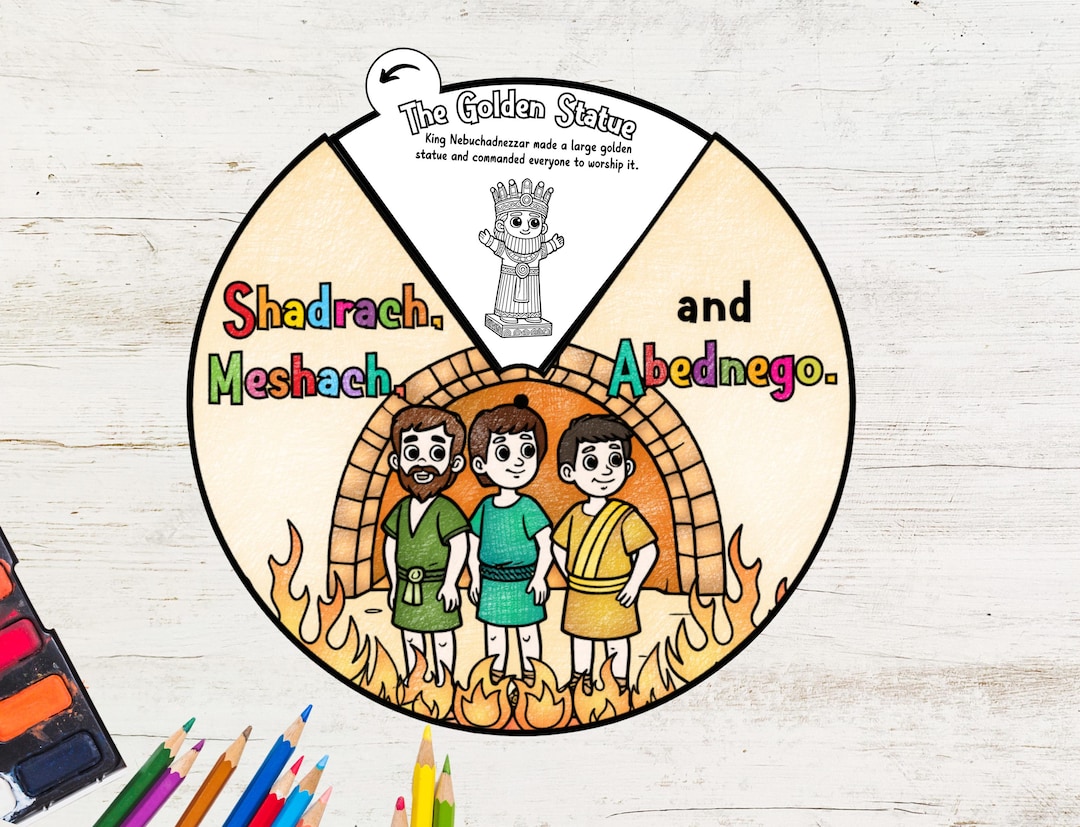 Shadrach, Meshach and Abednego Coloring Wheel | Bible Story Activity ...