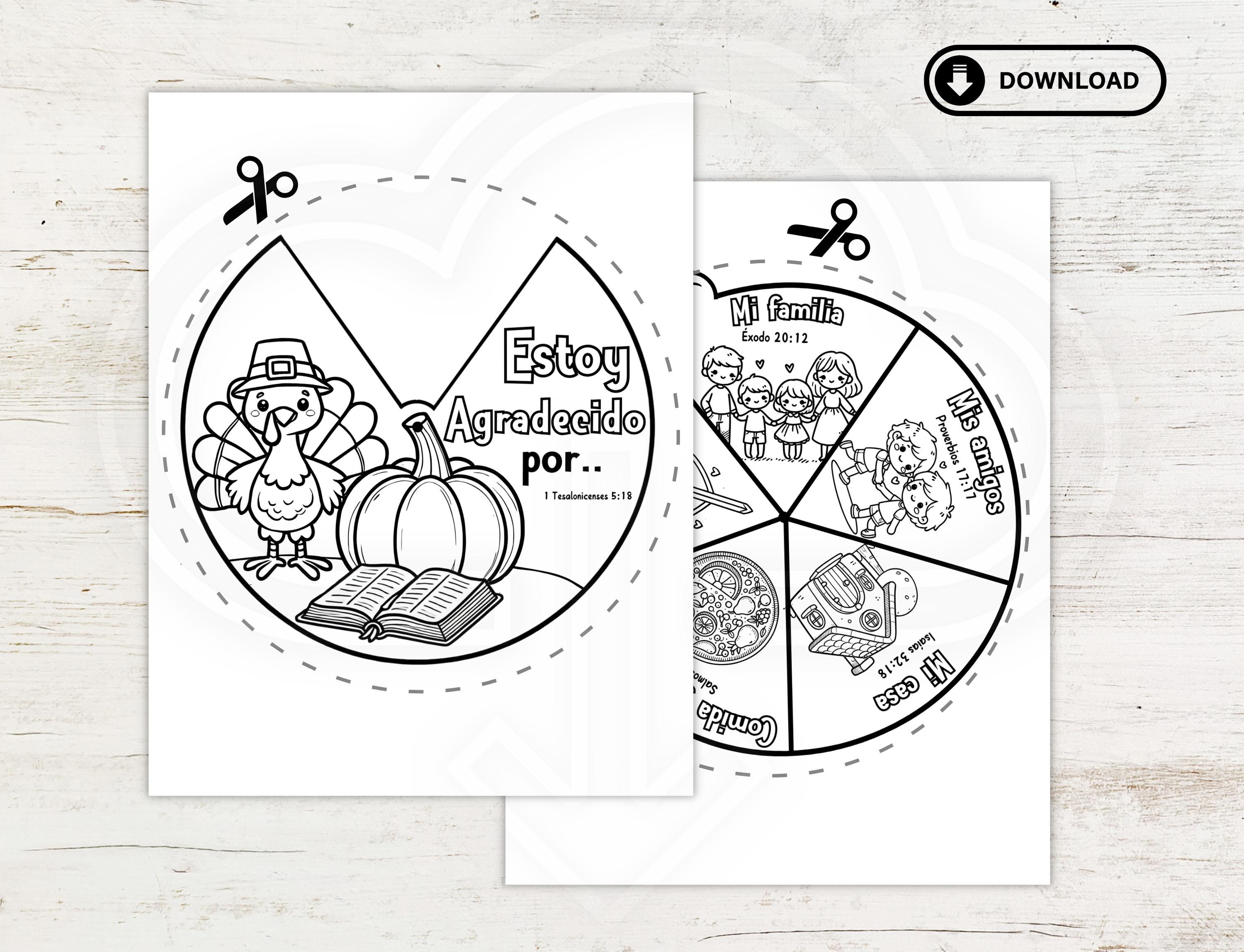 I Am Thankful for - Coloring Wheel IN SPANISH, Thanksgiving Coloring ...