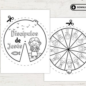 Disciples of Jesus Coloring Wheel IN SPANISH, Jesus Coloring Wheel ...