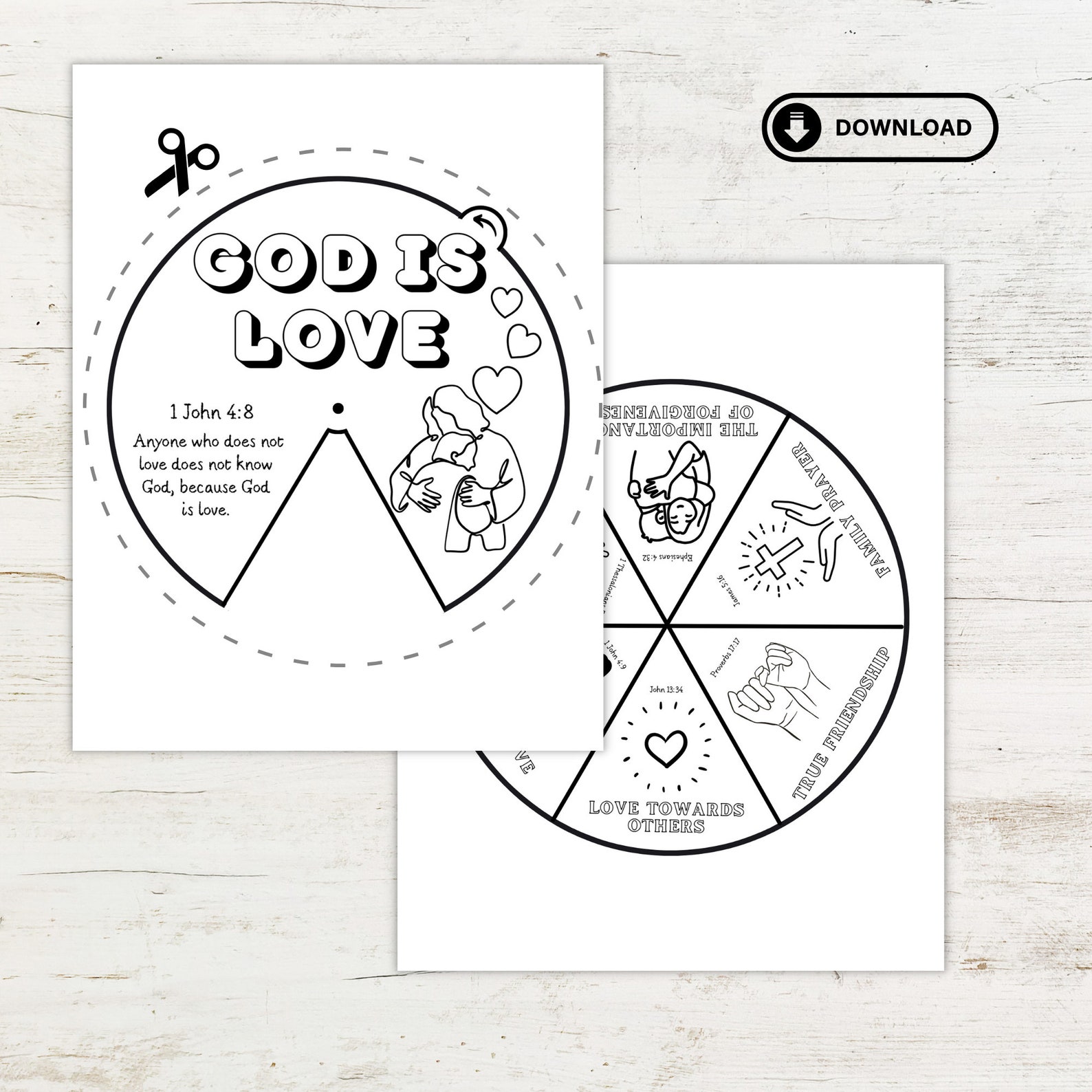 Gods Love Coloring Wheel Printable Bible Valentine Coloring Wheel ...