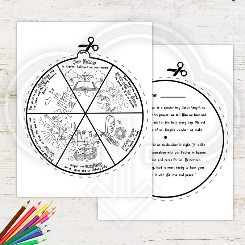The Lord's Prayer Coloring Wheel | Printable Bible Activity ...