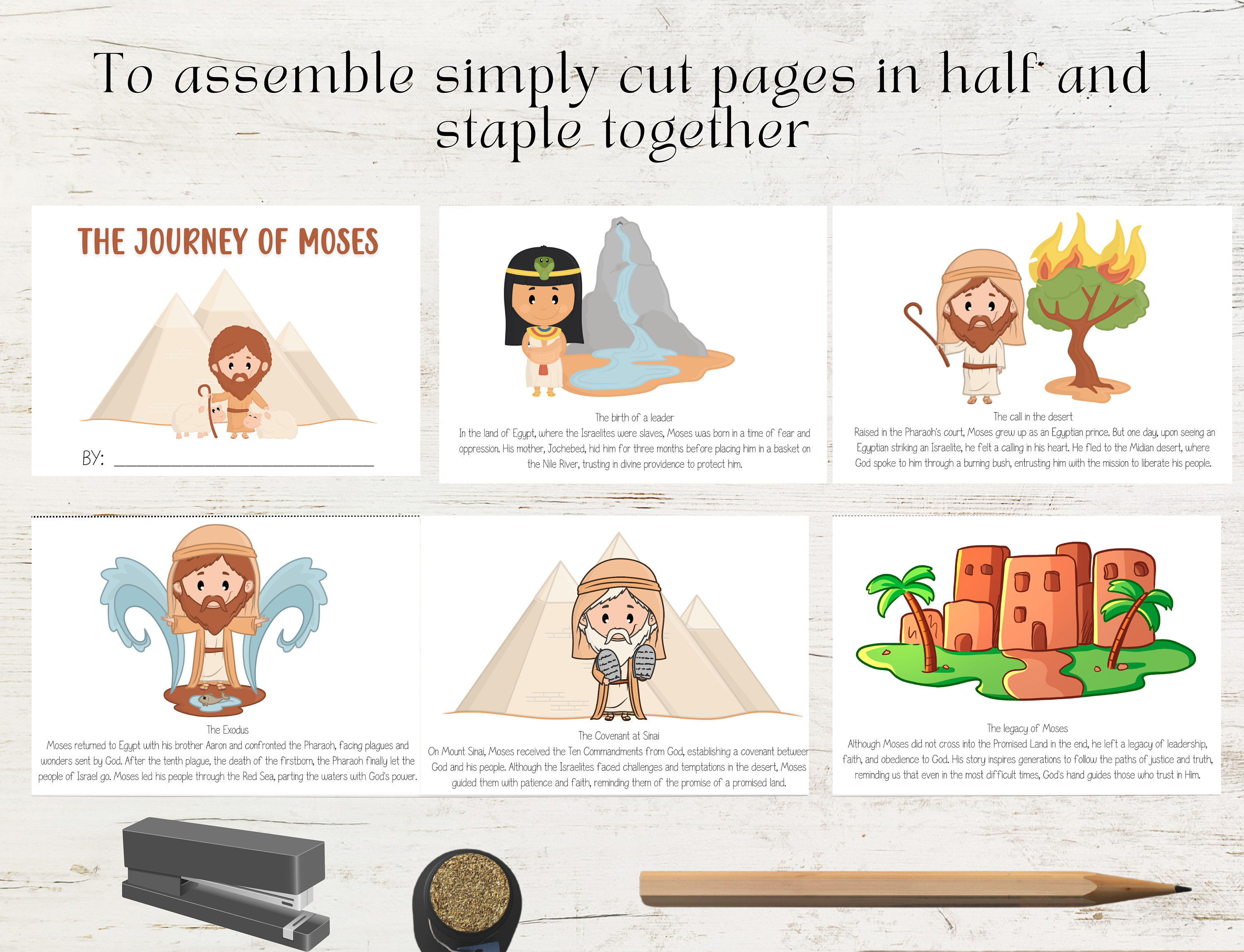 The Journey of Moses Printable for Kids, Printable Mini Book, Kids ...