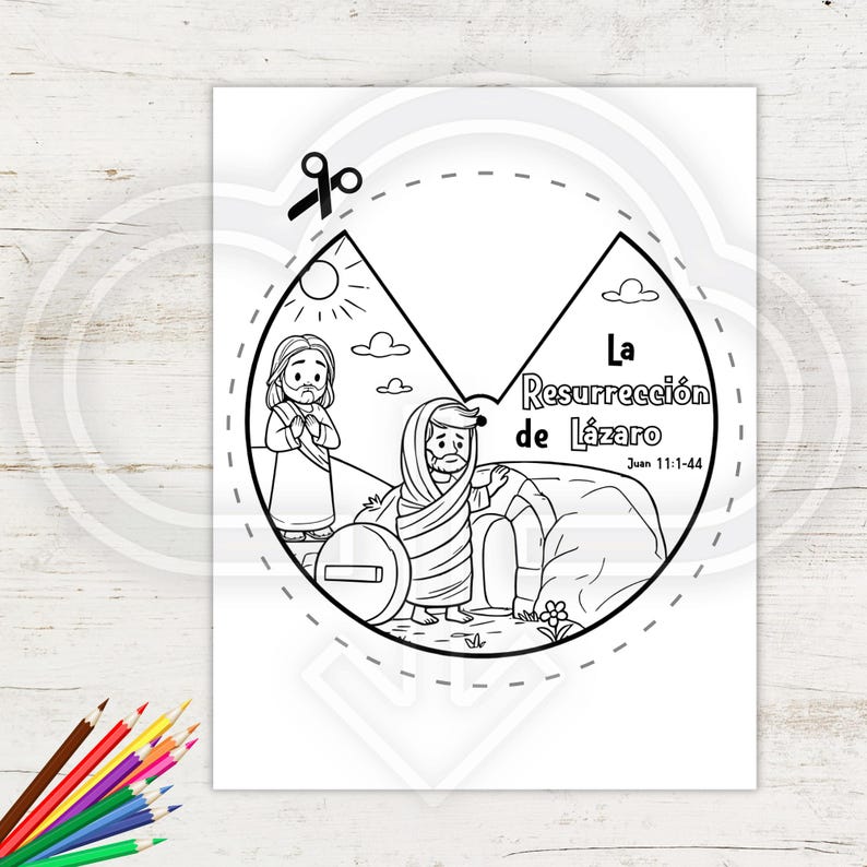 The Resurrection of Lazarus IN SPANISH - Coloring Wheel | Bible Story ...